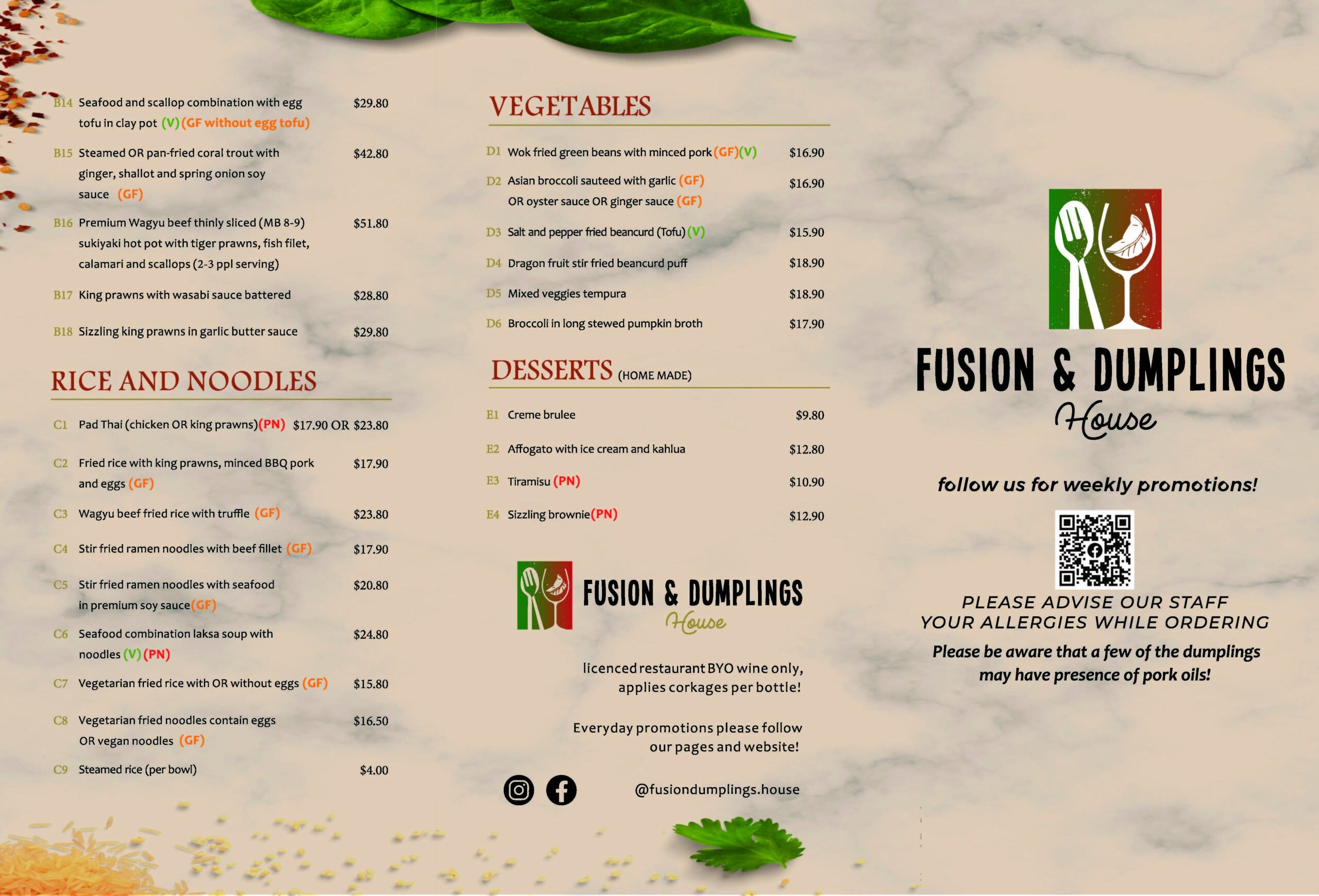 Menu – Fusion & Dumplings House